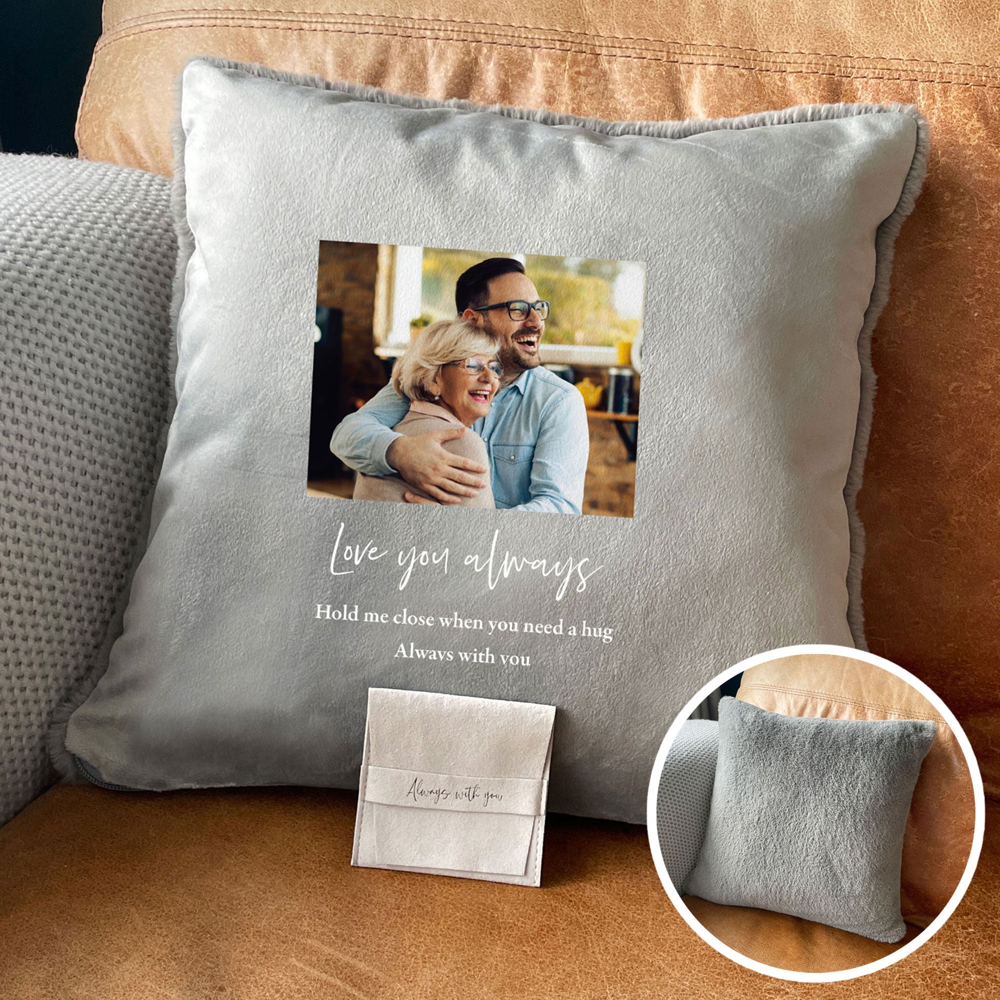 Personalised One Photo Memorial Ashes Faux Fur Cuddle Cushion – Always ...