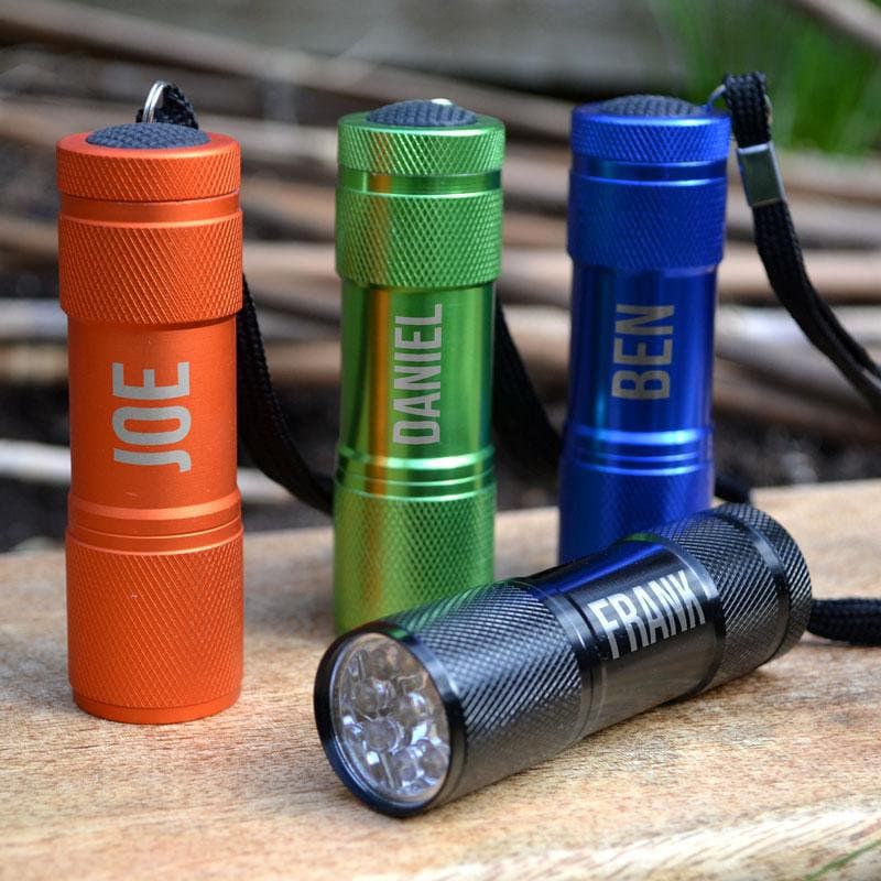 Personalised Metal Pocket LED Torch Multiple Colours Engraved Name ...